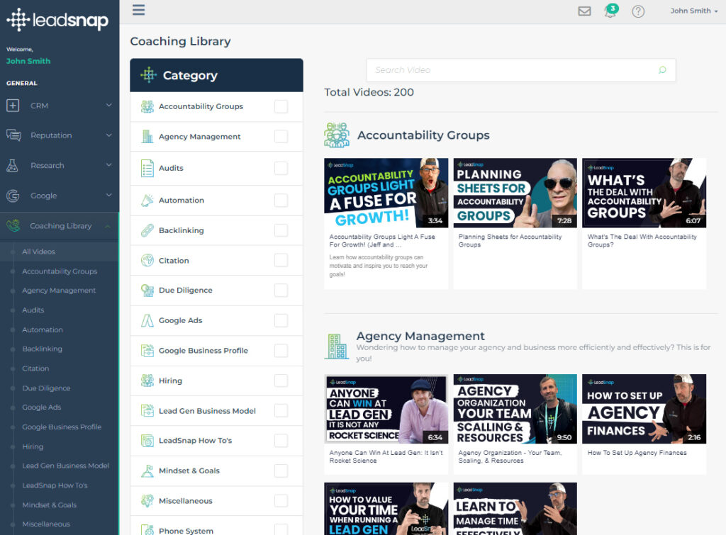 Coaching Library - LeadSnap